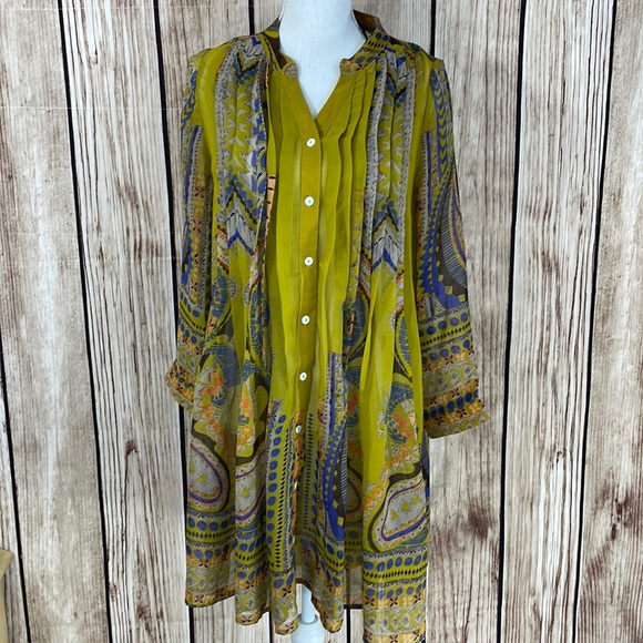 Anama | Tops | Anama Bright Olive Green Button Down Tunic Wcami ...